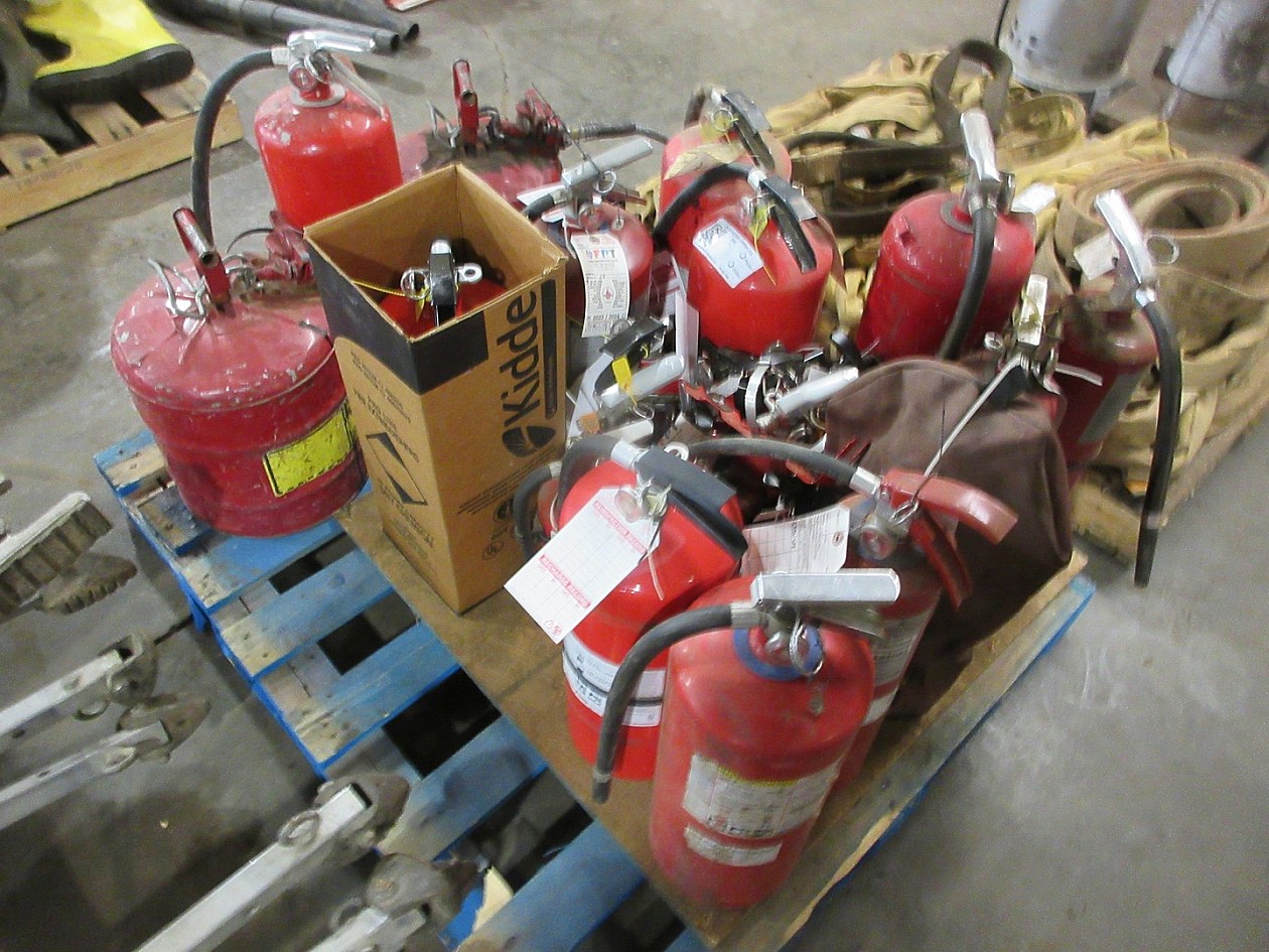 QUANTITY OF FIRE EXTINGUISHERS AND GAS CANS
