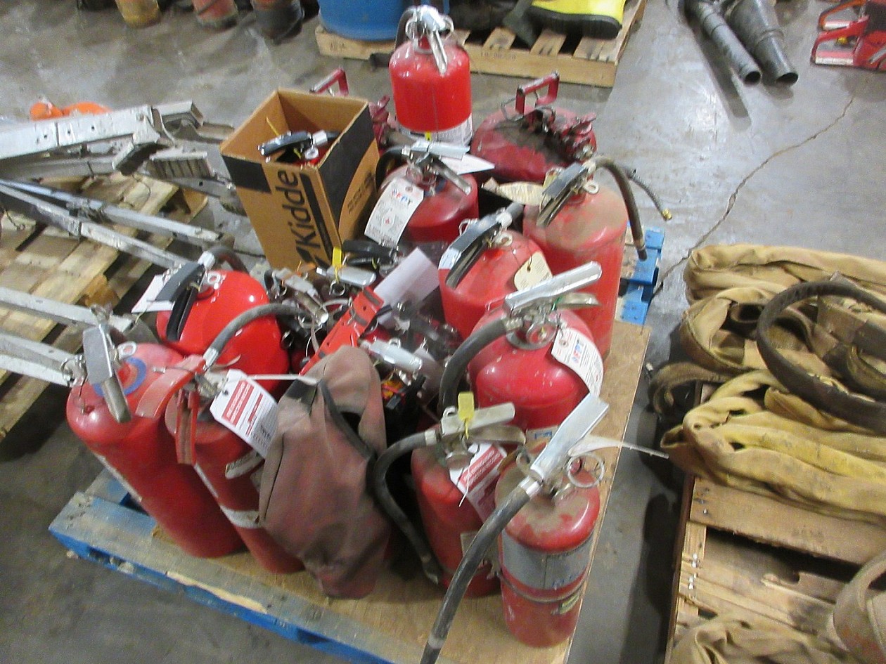 QUANTITY OF FIRE EXTINGUISHERS AND GAS CANS