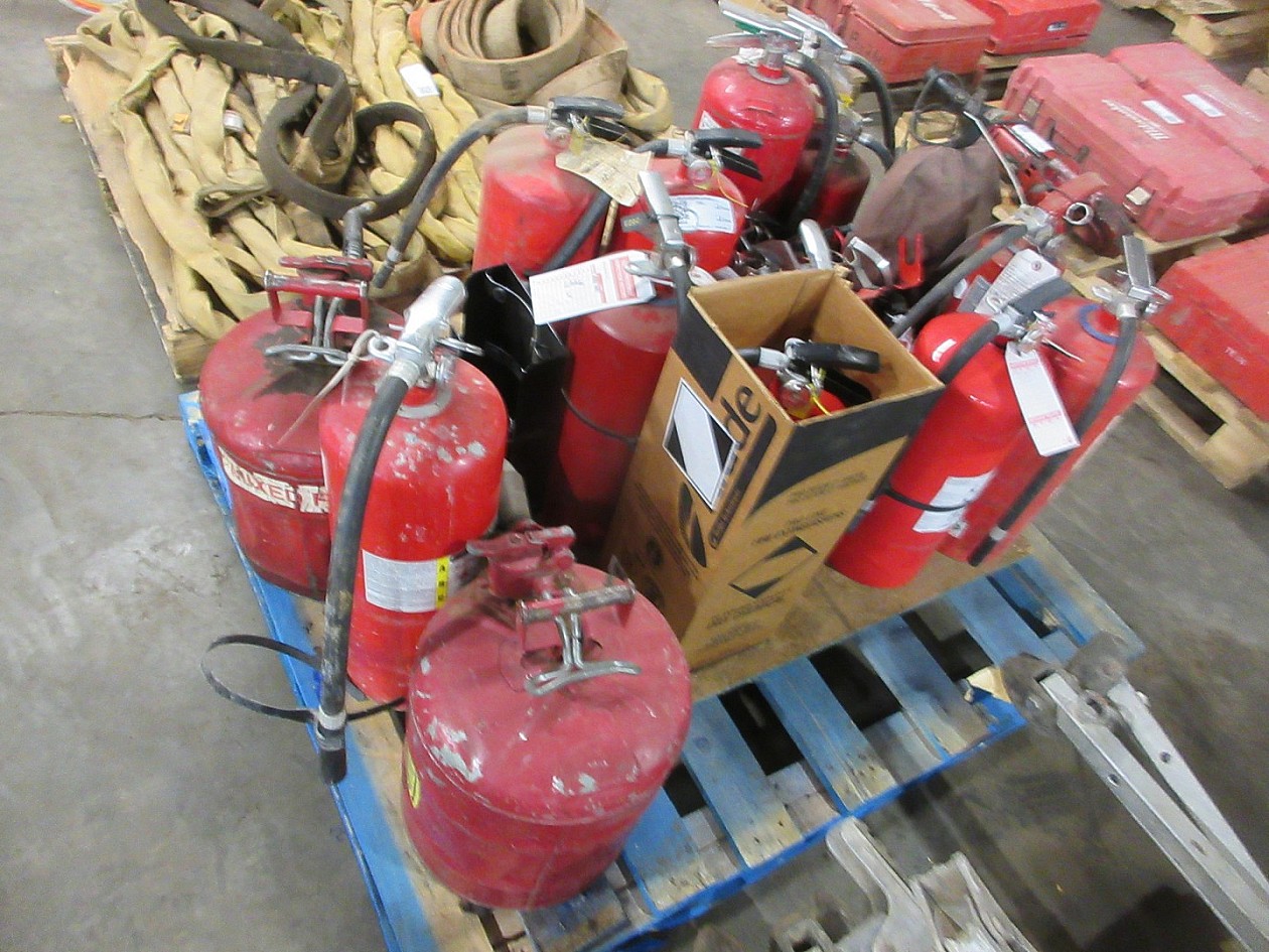 QUANTITY OF FIRE EXTINGUISHERS AND GAS CANS
