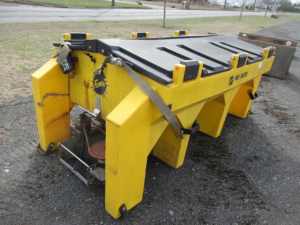 7' FISHER POLY CASTER SAND/SALT SPREADER